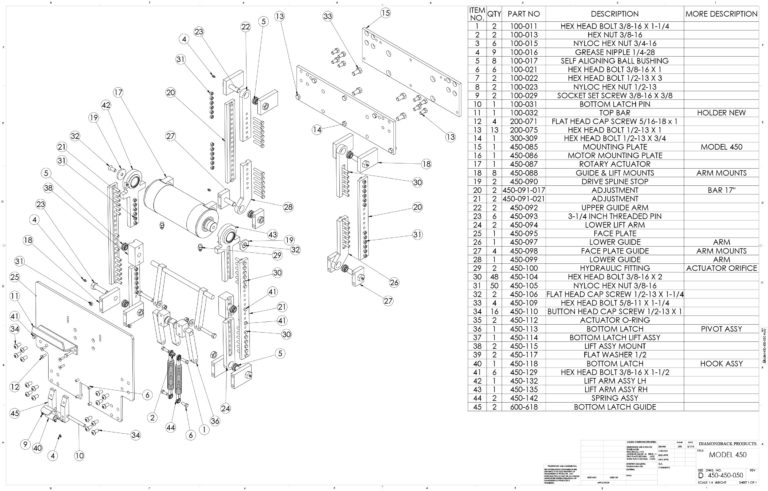 Model 450 Cart Tipper Parts - Diamondback Products