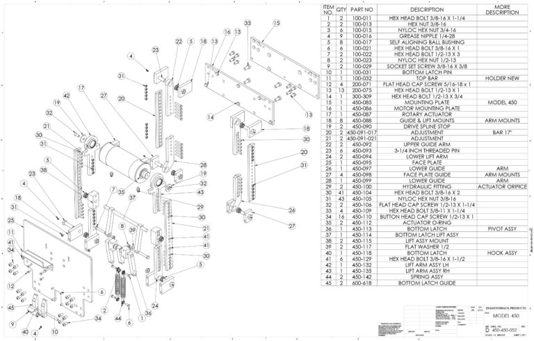 Model 450 Cart Tipper Parts - Diamondback Products