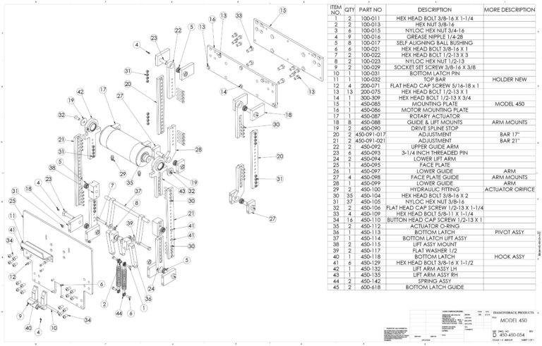 Model 450 Cart Tipper Parts - Diamondback Products