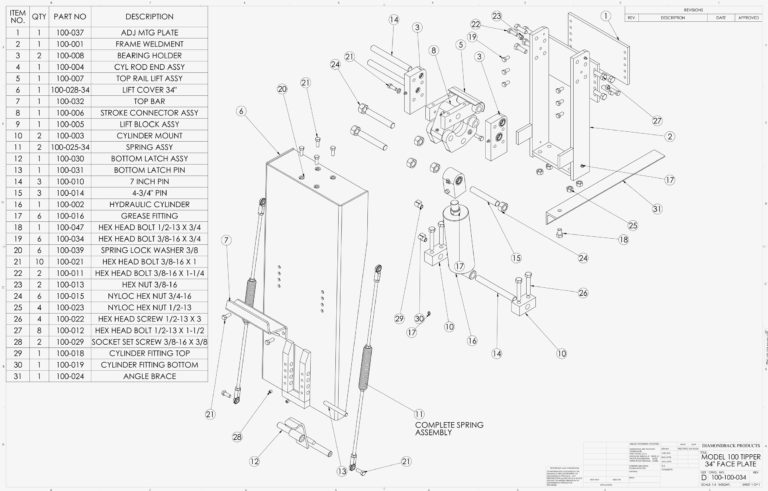 Model 100 Cart Tipper Parts - Diamondback Products